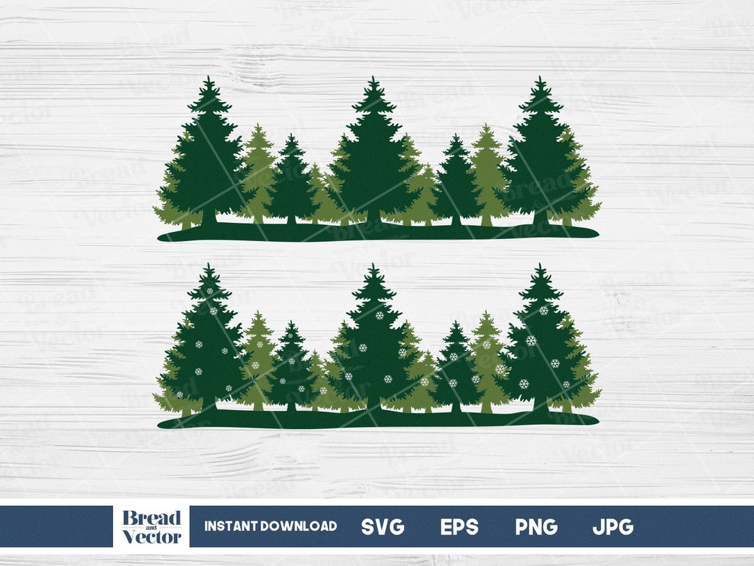 Fir Forest Tree Line Silhouette Svg | Winter Season Fir Trees Svg ...