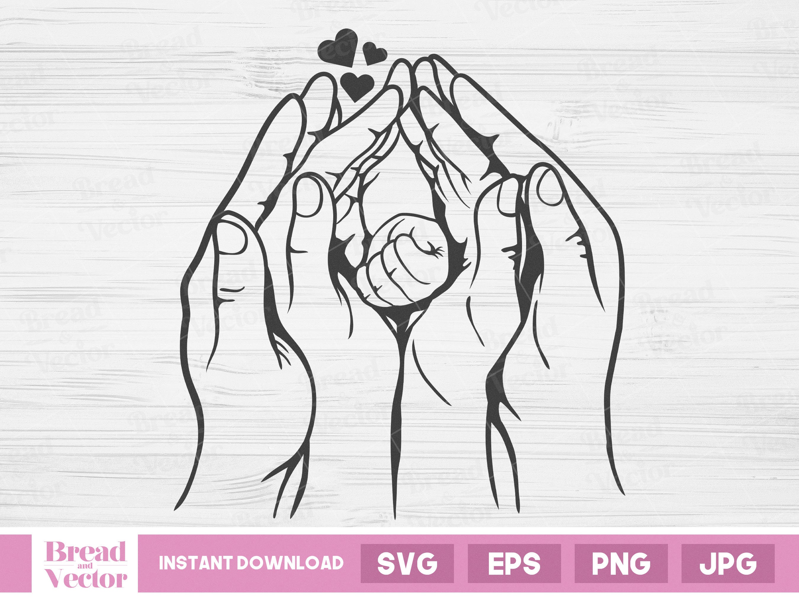 Family Hands Heart Design Svg Mom Dad Baby Holding Hands Svg - Etsy