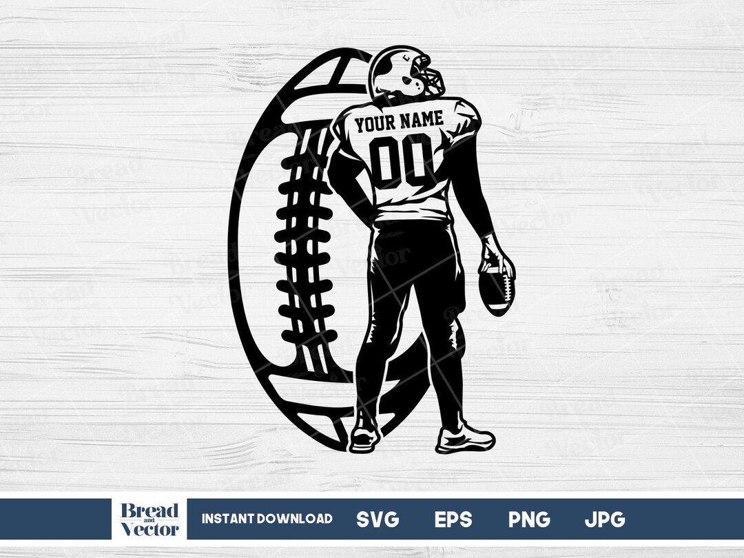 Personalized Football Player SVG Design: Cricut, Silhouette (digital ...