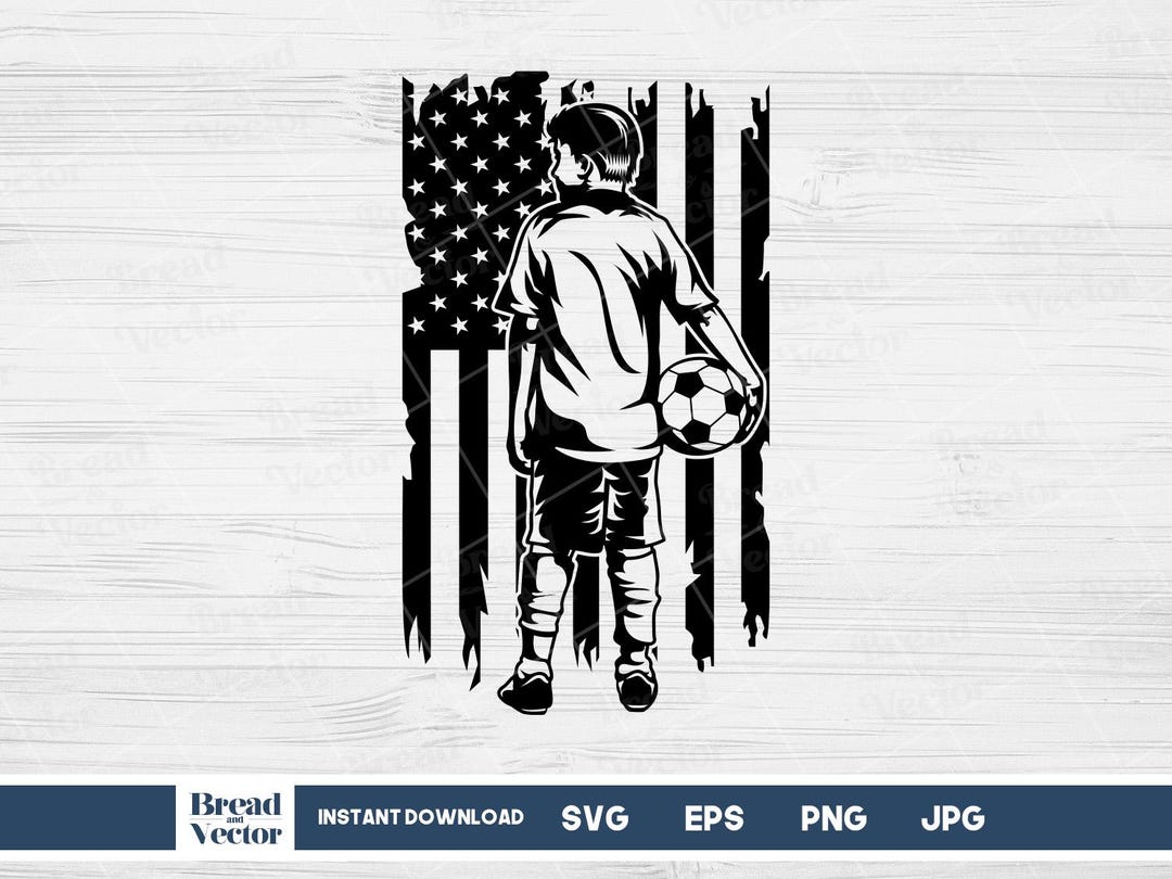Soccer Player Kid With US Flag Svg, Personalized Soccer Design Cut File ...