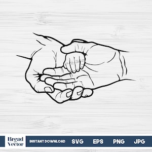 Family Hands Line Art SVG: Mother Father Baby (digital Cut Files) - Etsy