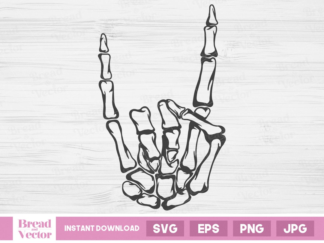 Rock on Skeleton Hands Svg Skeleton Hands Rock on Hand Sign - Etsy