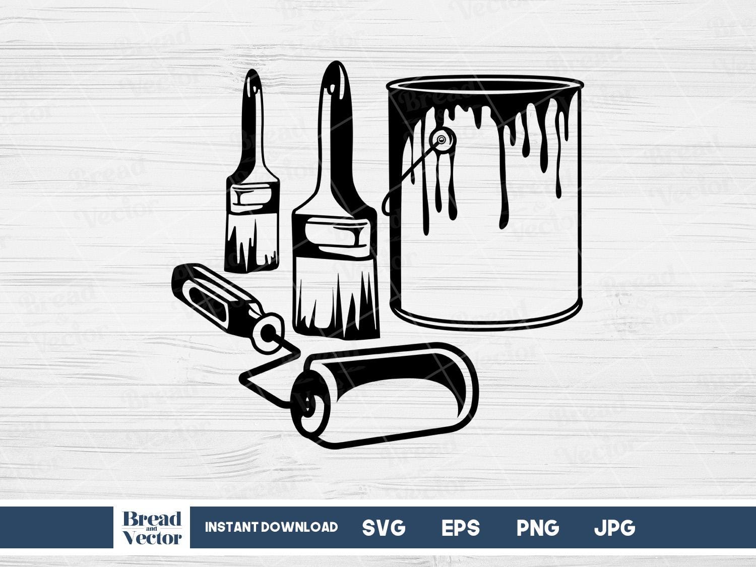 Dripping Paint Bucket Brush and Roller Svg, Dripping Paint and Paint ...