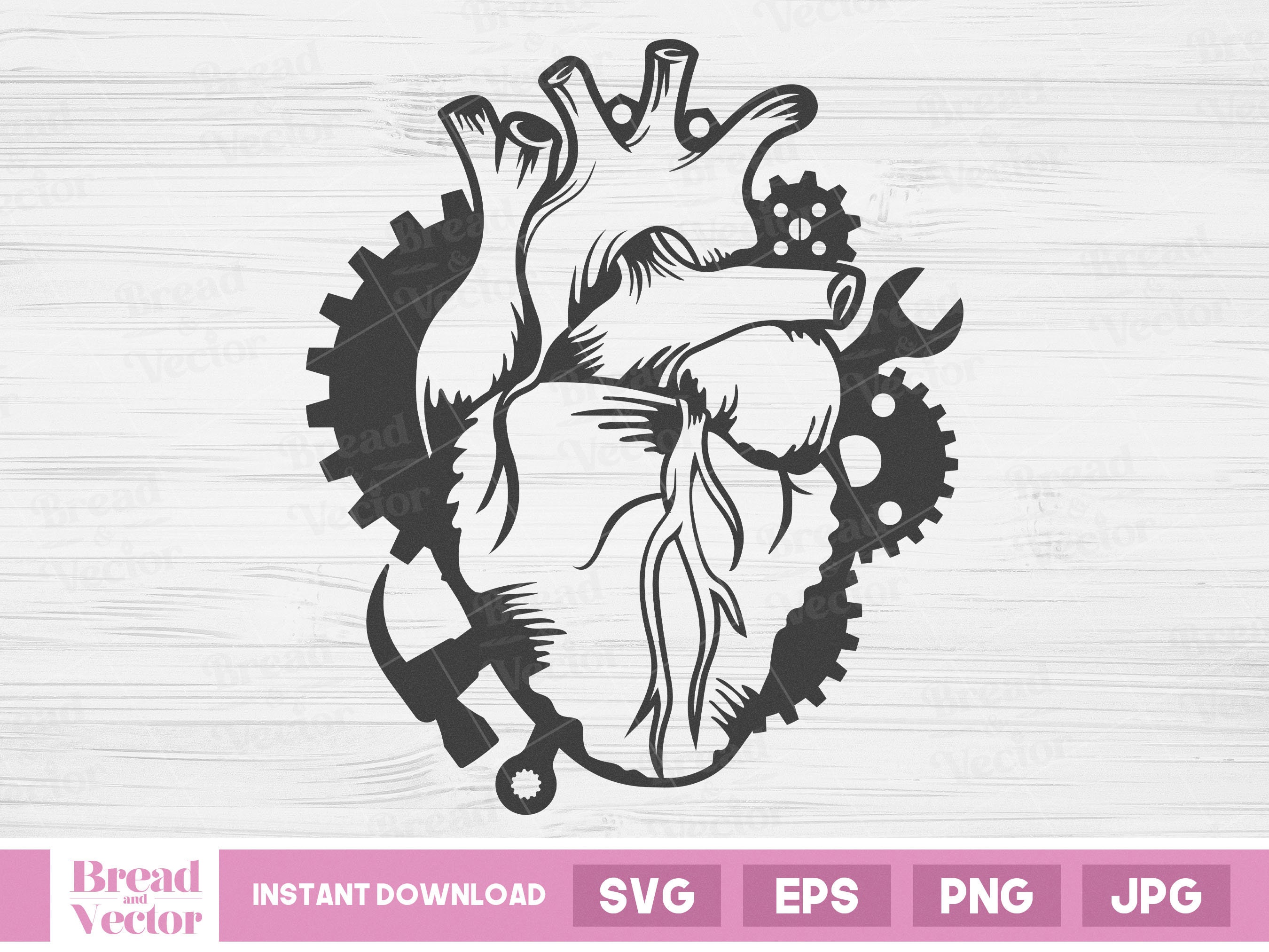 Mechanic Heart Svg Heart Gears Vector Gears Svg - Etsy