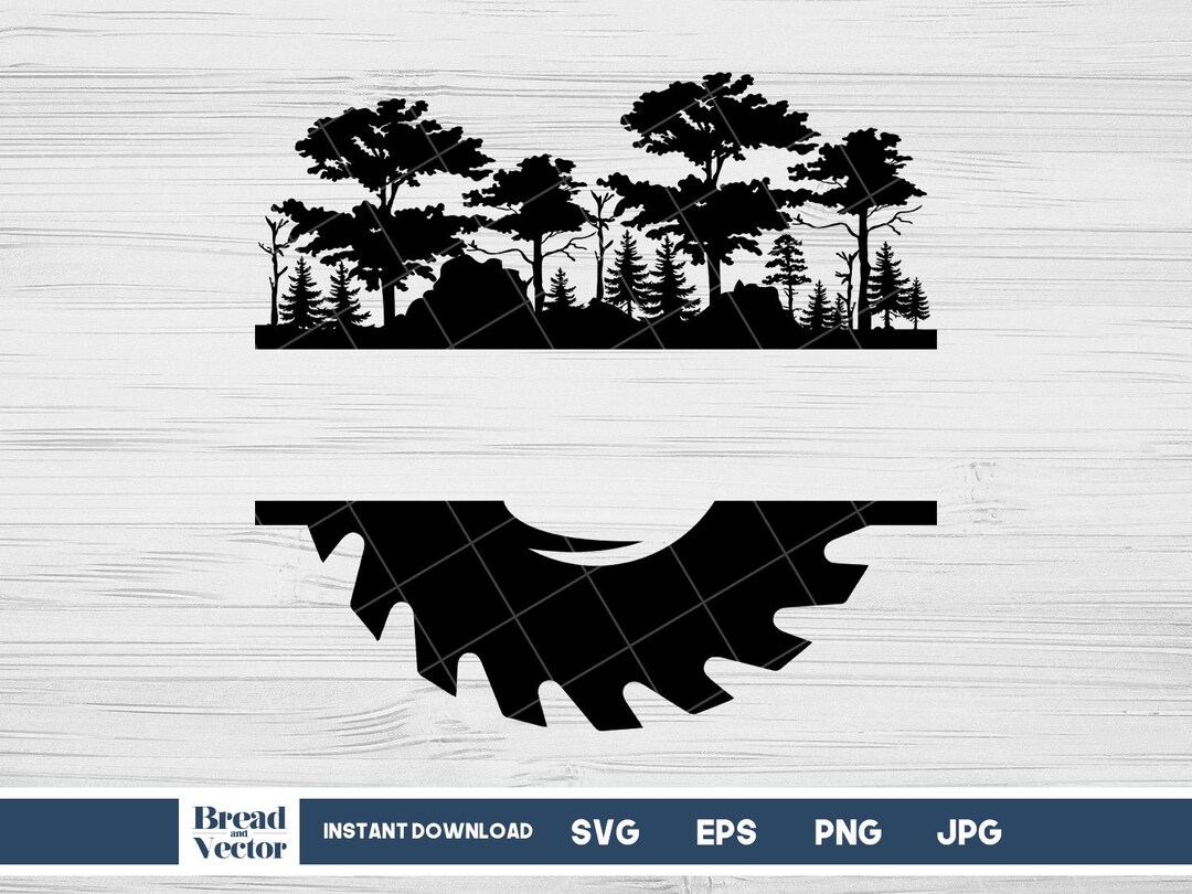 Forest Tree Line Svg, Saw Blade Name Sign Svg, Forest Trees Silhouette ...