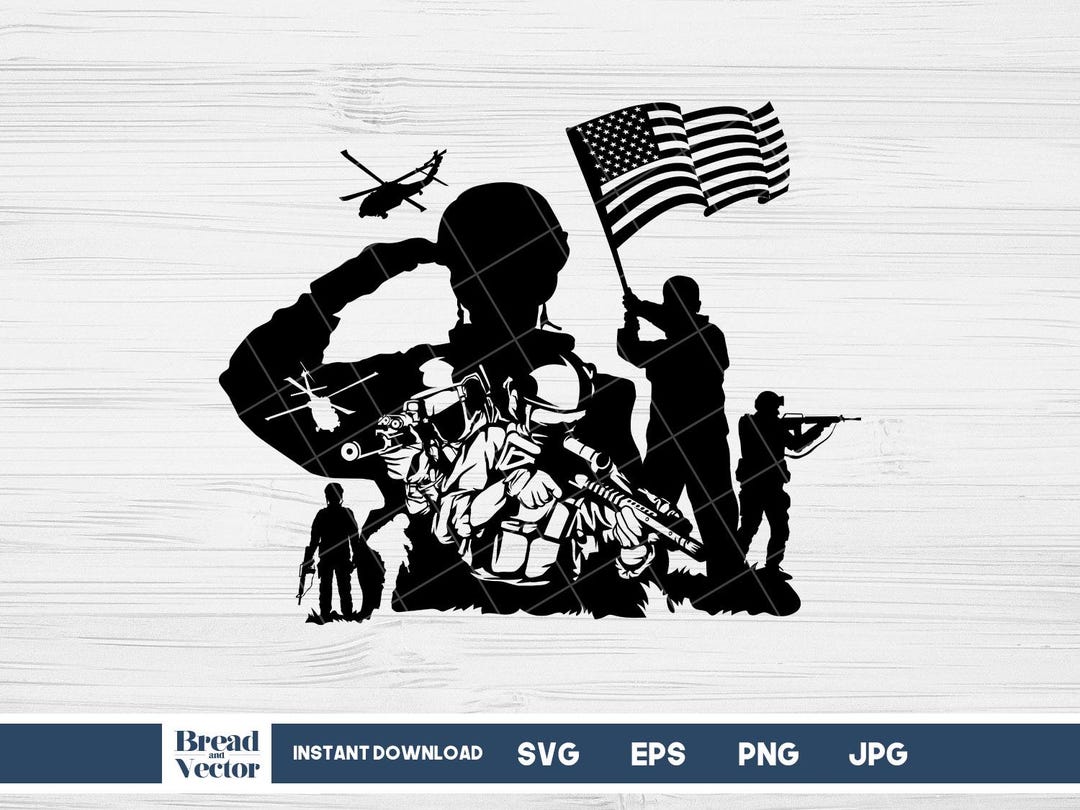 US Army Veteran Soldier Silhouette SVG | US Military Cut Files (digital ...