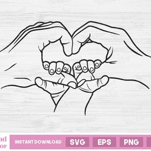Family Hands Heart Svg Family Hands Heart Line Art Svg Mom - Etsy