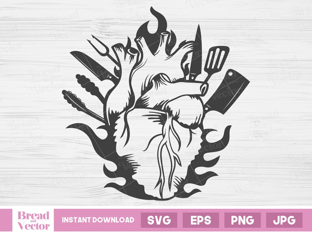 Chef Svg, Cook Svg, Heart Svg, Love Cooking Clipart, Heart Vector, Love ...