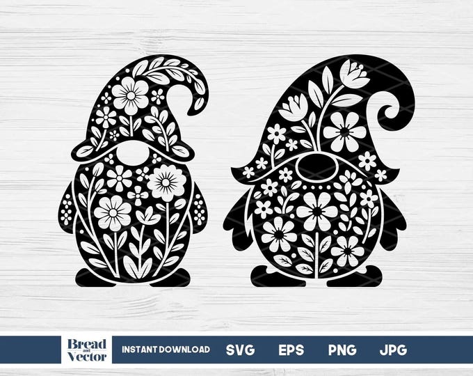Floral Gnome SVG File, Flower Gnome SVG File, Gnome Cut File, Gnome ...