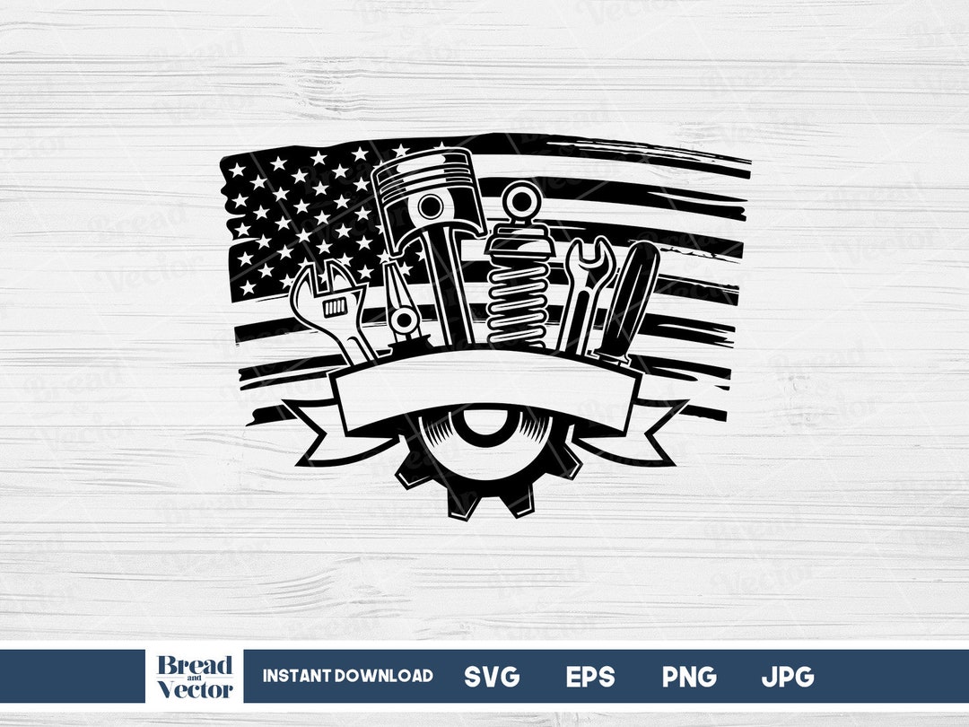 US Flag Mechanic Tools Set, Repair Tools, Svg Design Cut File for ...