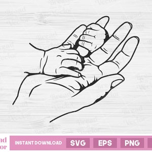 Family Hands Svg Mom Baby Hands Svg Mother Child Hand Line Art Svg ...