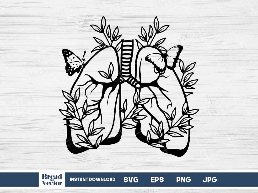 Botanical Lungs With Butterflies SVG Cut File (digital Download) - Etsy