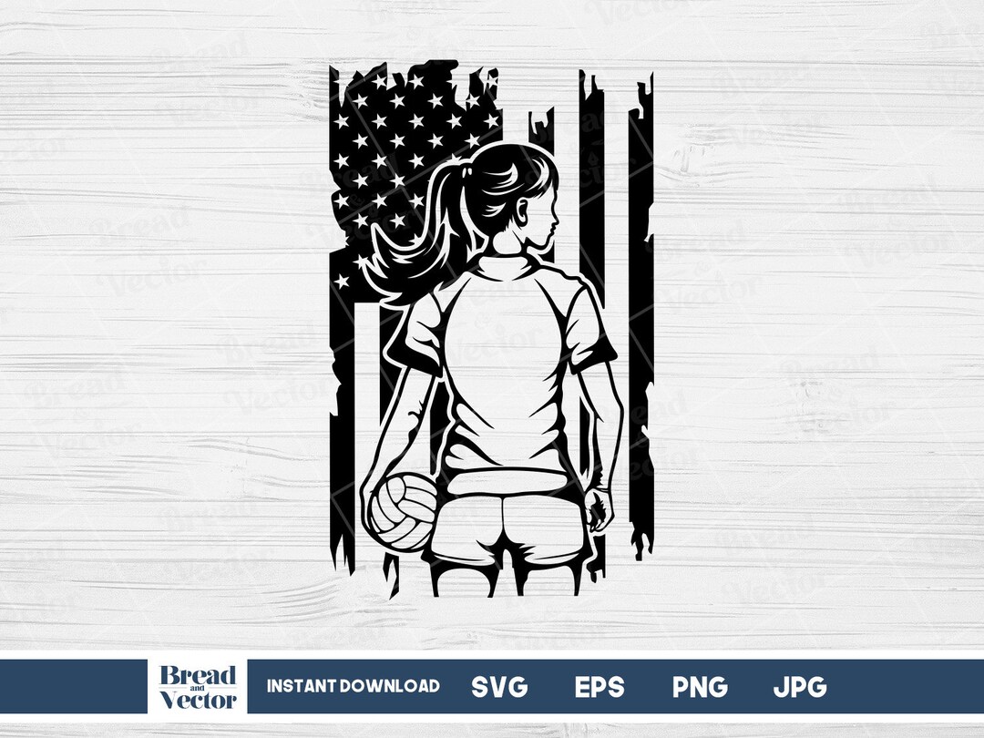 Female Volleyball Player Svg, Personalized Name,us Flag Volleyball Cut ...