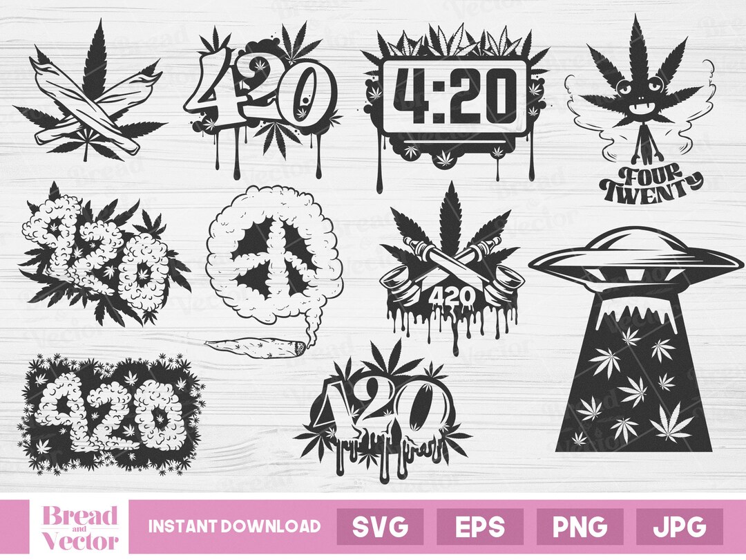 420 Cannabis Design Bundle Svg, Four Twenty Design Bundle Svg, 420 Weed Bundle Cut Files ...