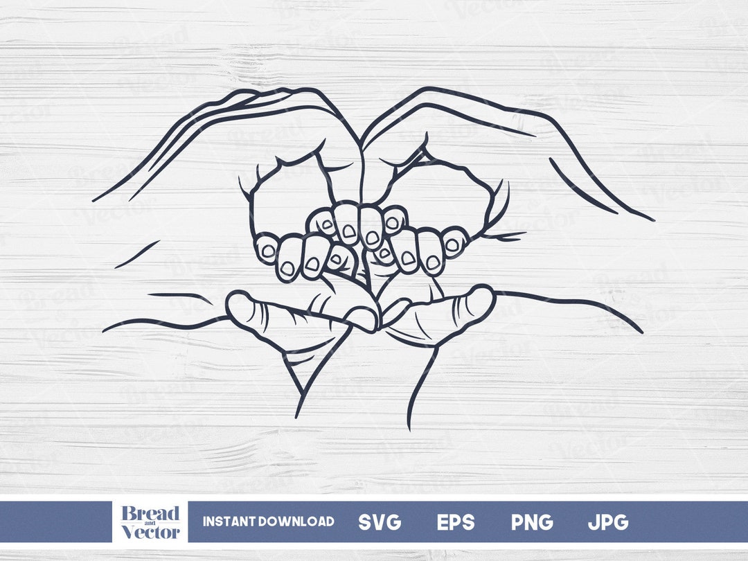 Family Hands Heart Svg Family Hands Heart Line Art Svg Mom Dad 3 Kids ...
