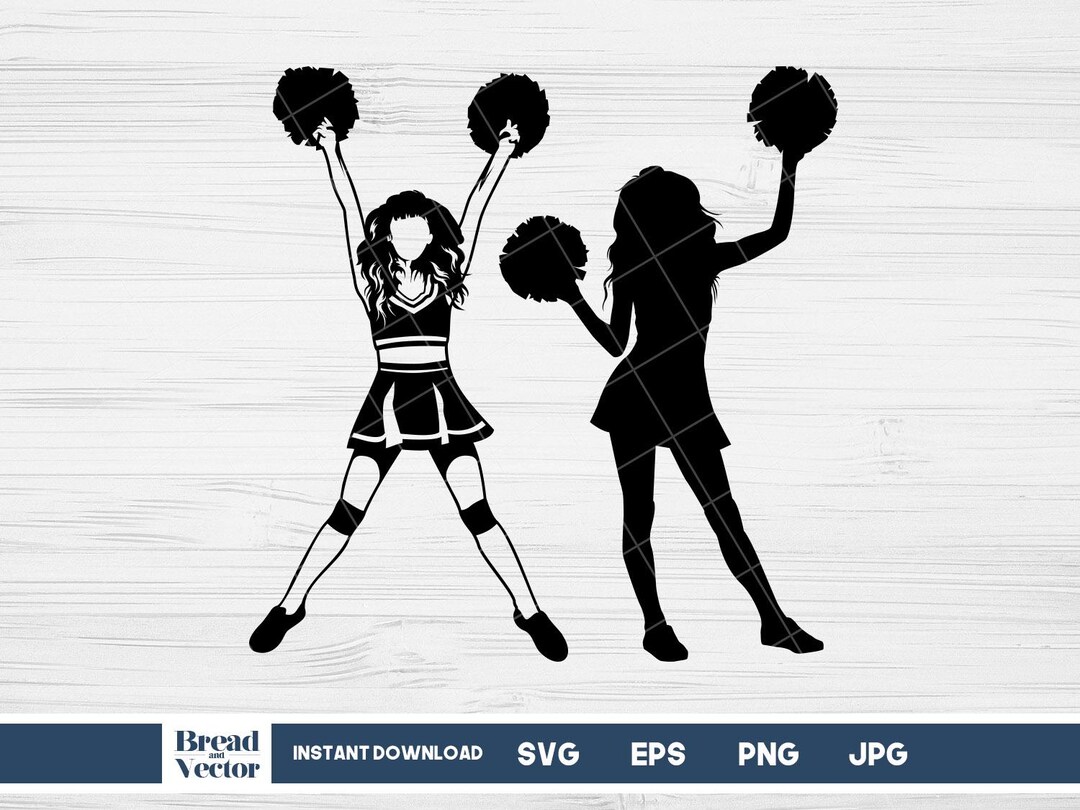 Cheerleader Silhouette SVG: Clipart Design Cut File (digital Download ...