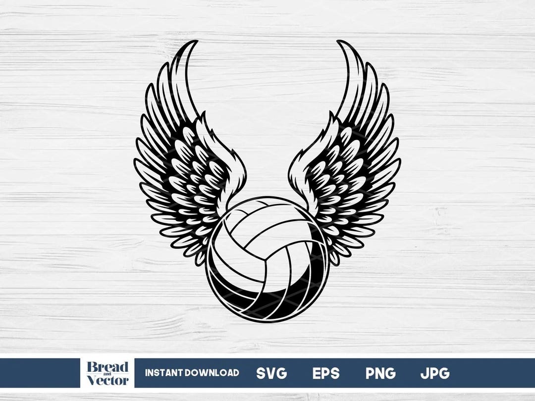 Winged Volleyball SVG: Volleyball With Wings Design Cut File (digital ...