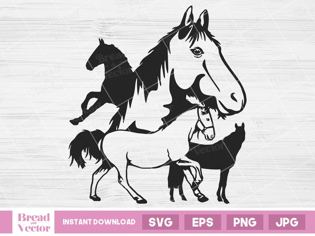 Horses Silhouette and Clipart Design Svg Cut File for Cricut - Etsy UK
