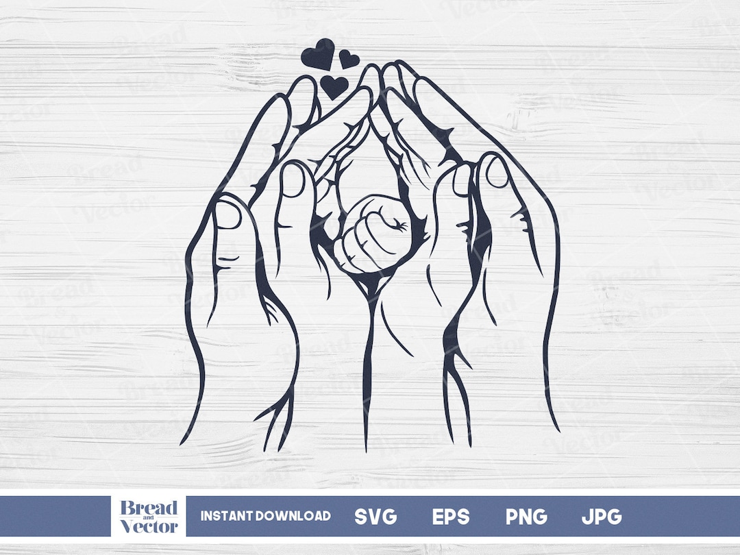 Family Hands Heart Design Svg Mom Dad Baby Holding Hands Svg Mother ...