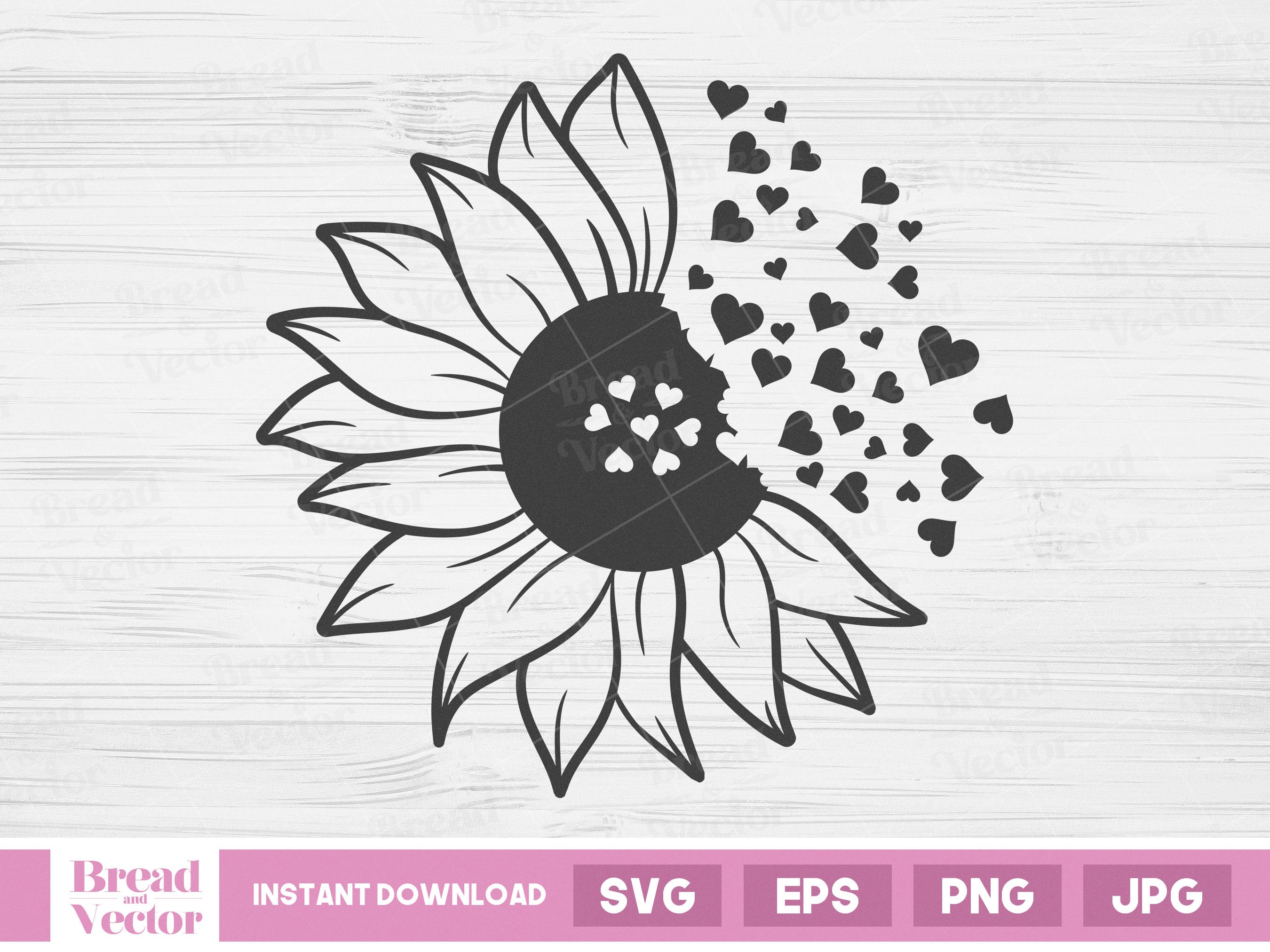 Sunflower Heart Svg Tiny Hearts Fading Svg Sunflower - Etsy