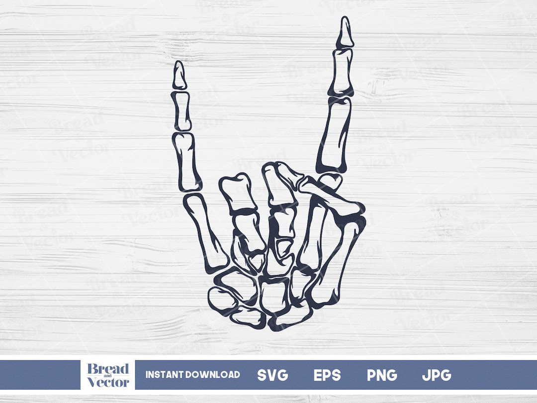Rock on Skeleton Hands Svg Skeleton Hands Rock on Hand Sign Svg Devils ...