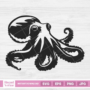 Octopus Detailed Silhouette Clipart Design Svg Cut File for - Etsy
