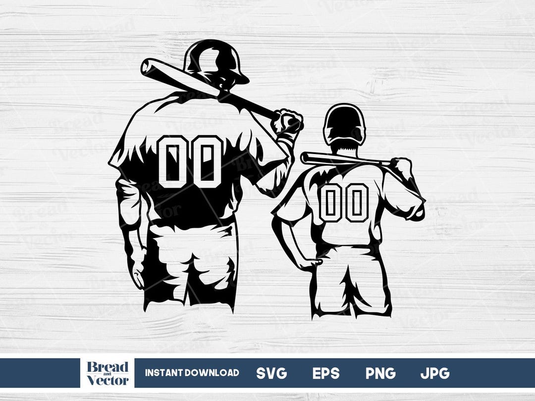 Baseball Player Father and Son Svg, Baseball Player Svg Cut File for ...