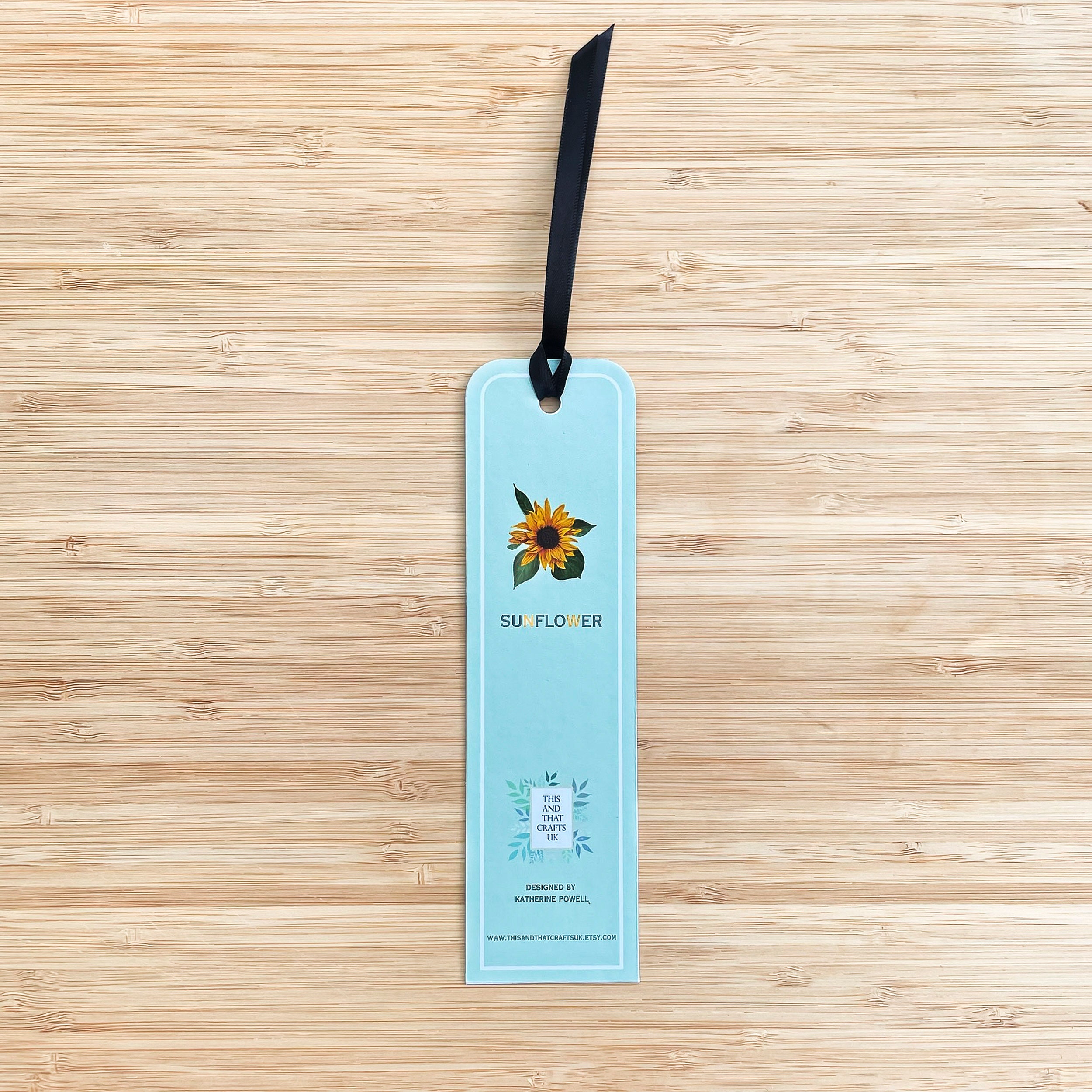 Sunflower Bookmark With Ribbon, Mint Green Floral Bookmark, Handmade ...