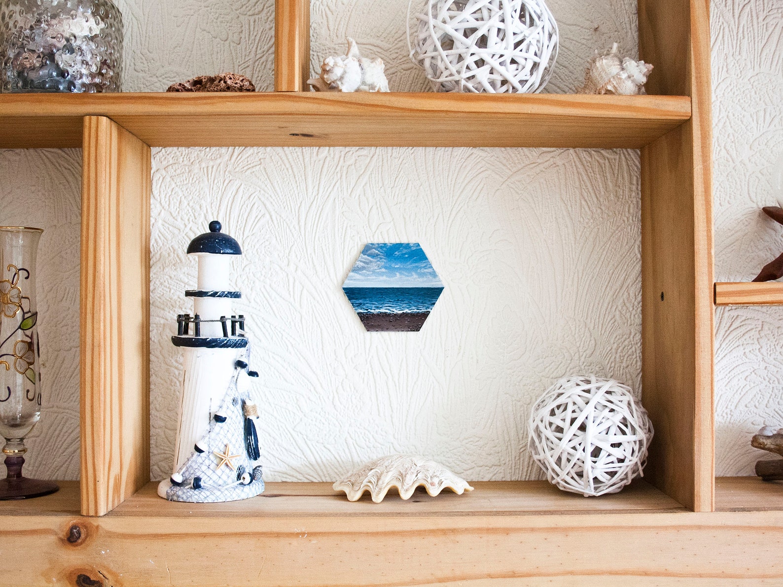 Mini Seascape Painting, Original Acrylic Art, Hand Painted Hexagon ...