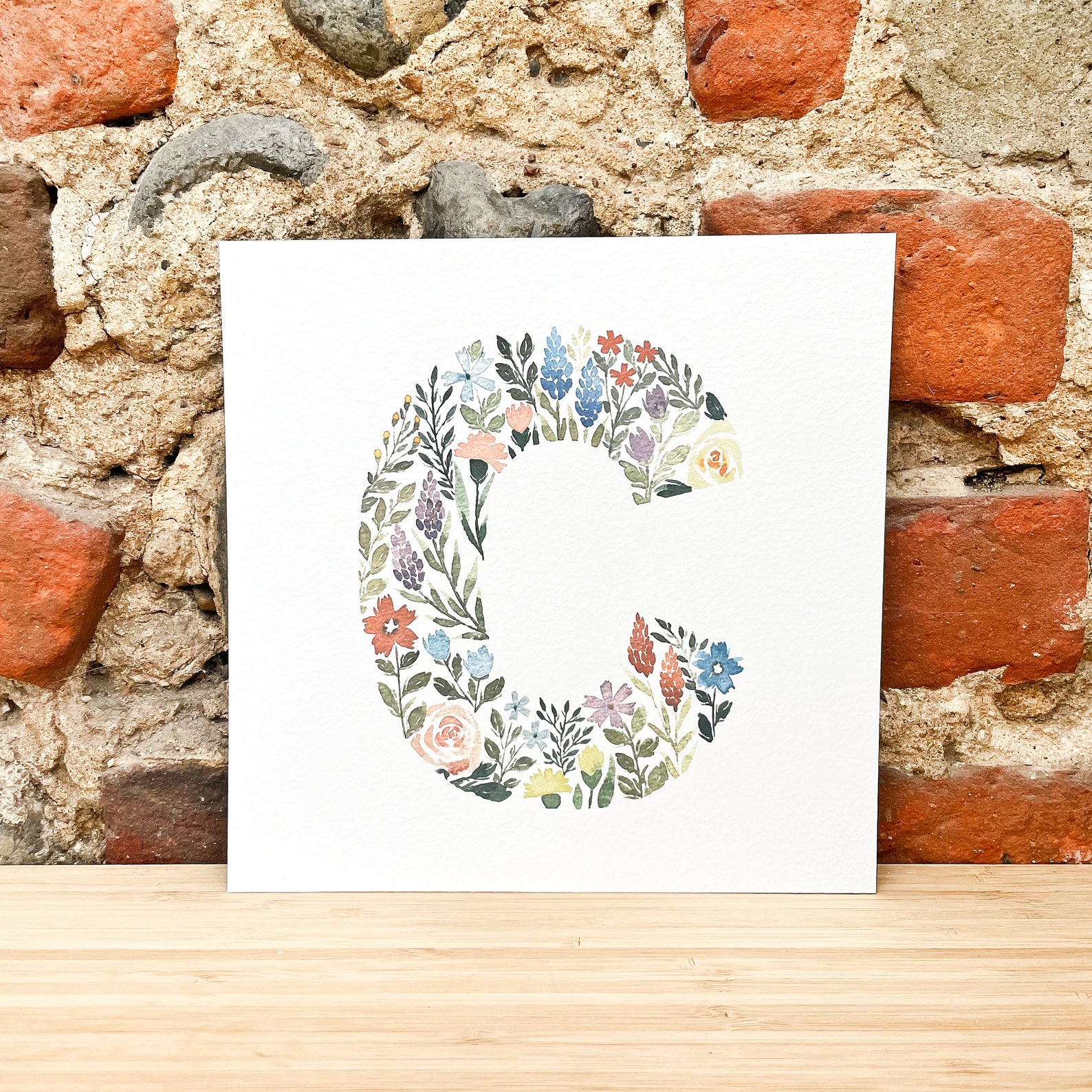Floral Initial Art Print, Flower Letter Print, Watercolour Nursery Wall ...