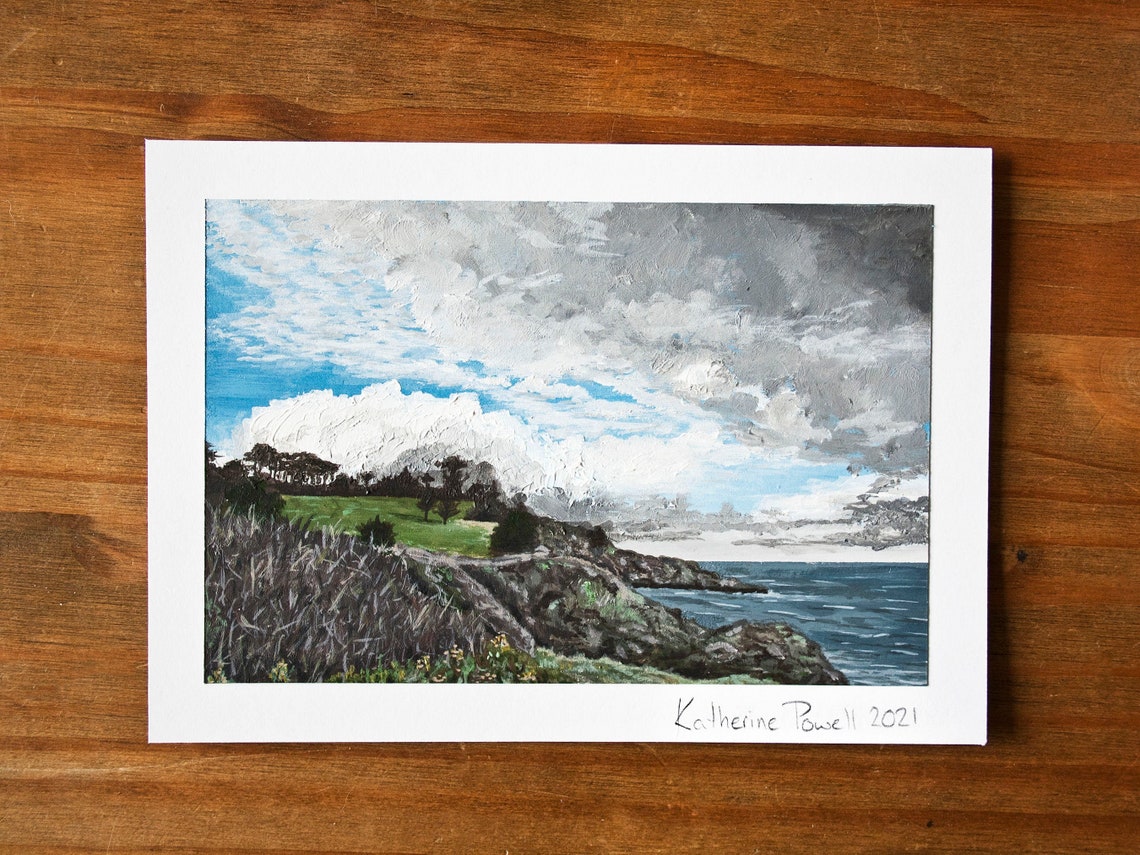 Original Devon Seascape, Acrylic Painting, Landscape Print, Small ...