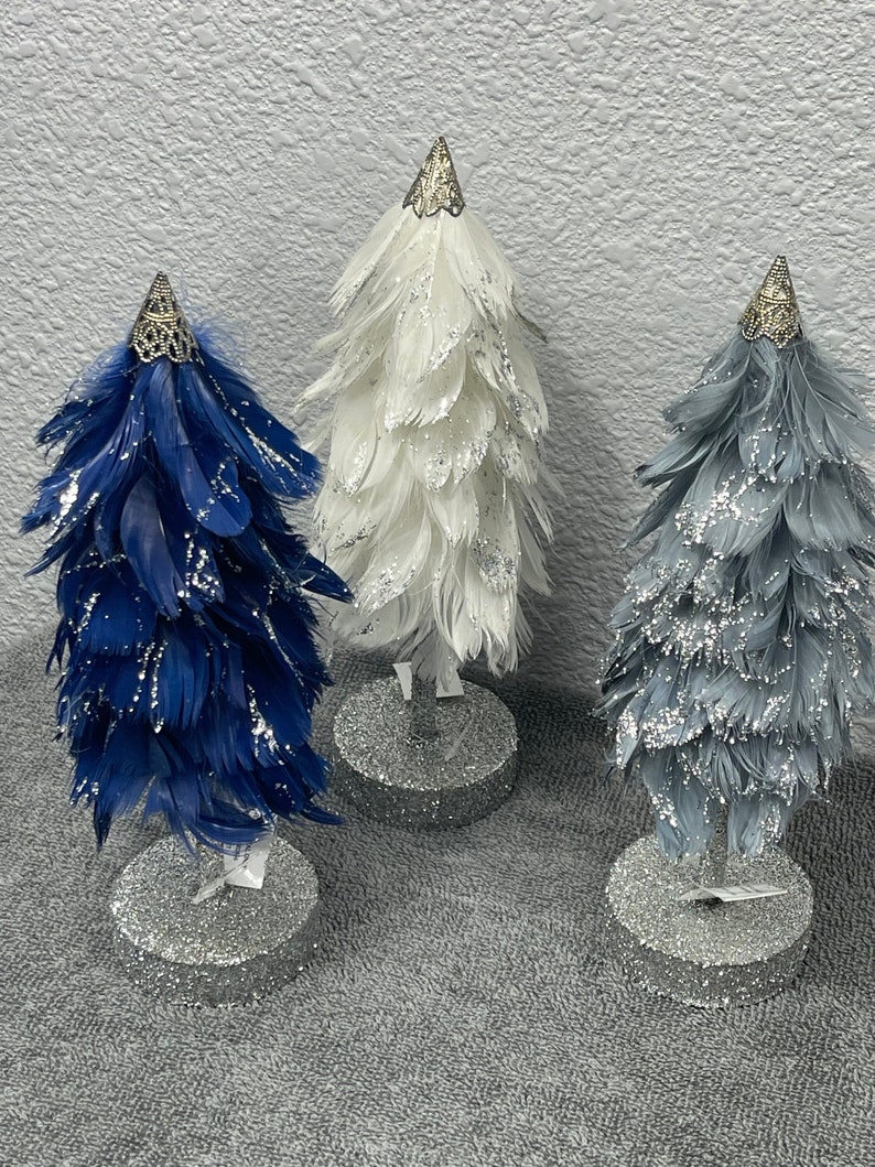 Trees Feathered White Feathered Tree Blue Feathered Tree - Etsy