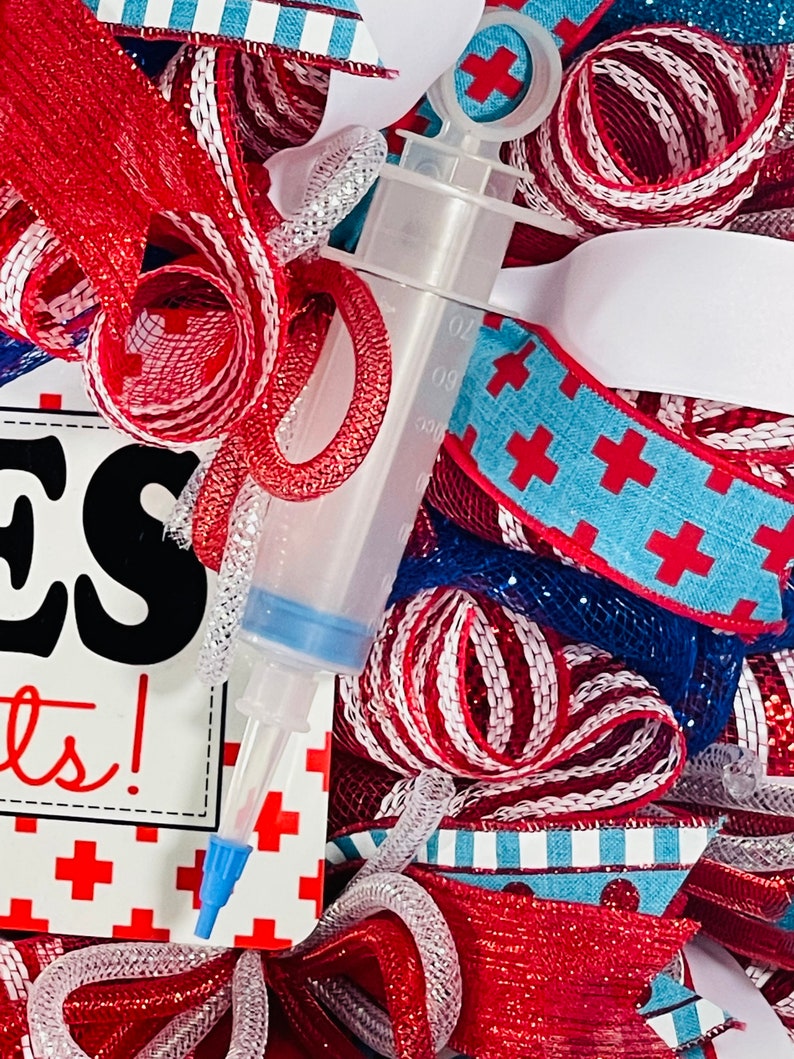 Nurse Front Door Wreath: Healthcare Worker Gift, Teal Red White Decor ...