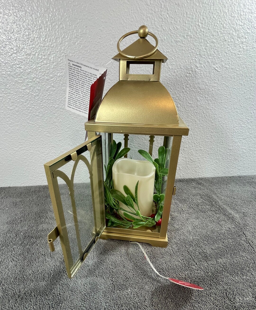 Lantern, Matte Gold Lantern, LED Lantern, LED Candle, 12 Tall Lantern ...