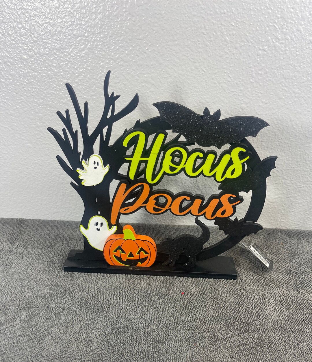 Halloween Tabletop Sign, Hocus Pocus, Black Cat, Ghosts, Bats ...