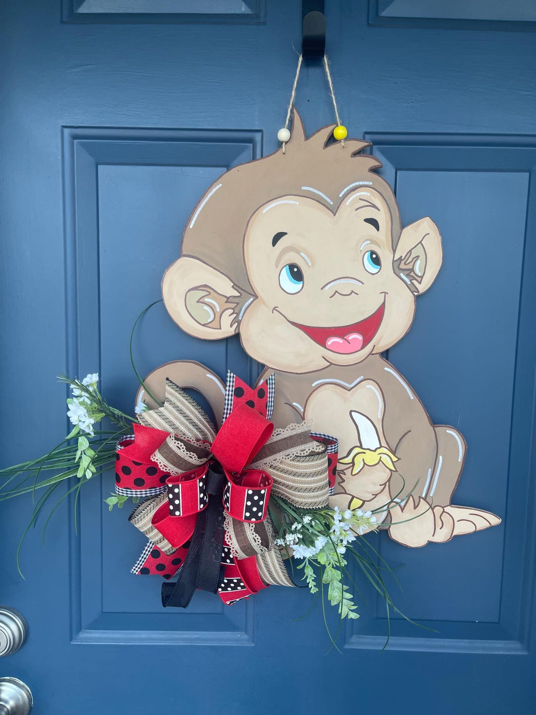 Monkey Wreath, Monkey Doorhanger, Monkey Wreath, Gift for Monkey Lover ...
