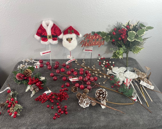 Pick Bundle, 19 Picks/stems/bush, Assorted Picks, Christmas Picks ...