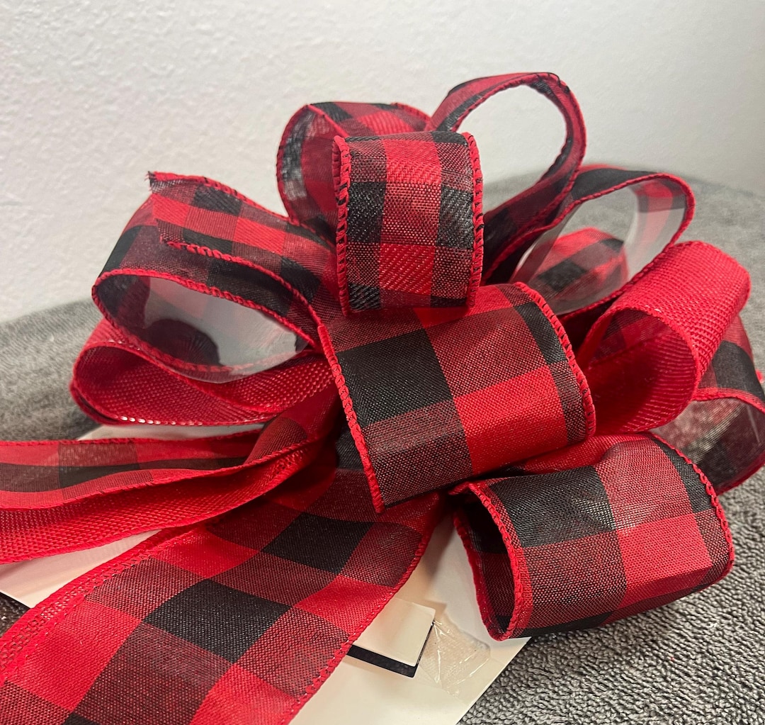 Red & Black Bow, Plaid Bow, Ribbon Bow, Large Bow, 10 Bow, Present Bow ...