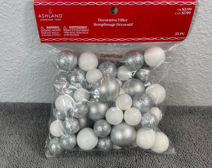 Decorative Filler, Vase Filler, White & Silver, 55 PC, Wreath ...