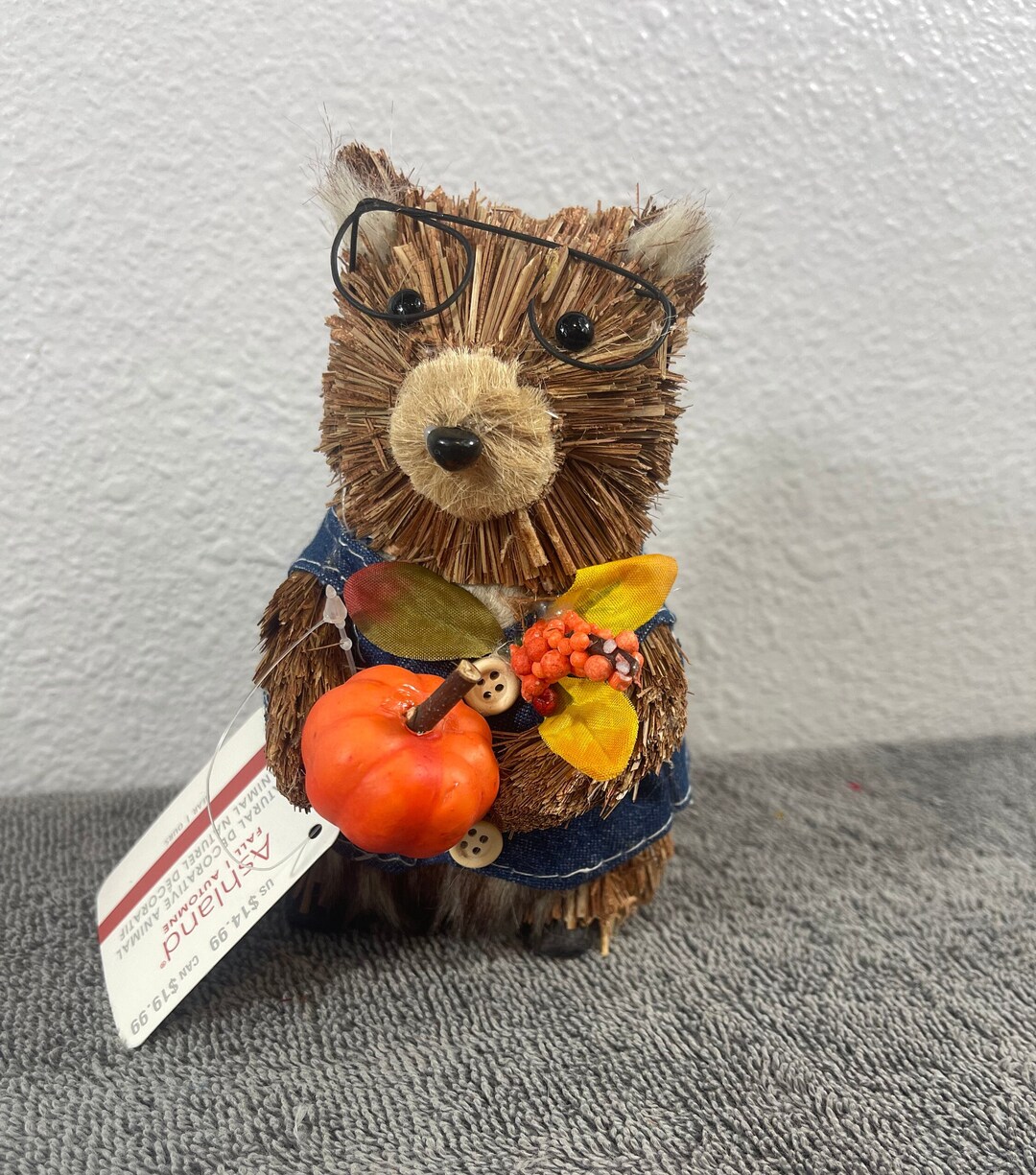 Standing Sisal Bear, Khaki Bear, Fall Bear With Pumpkin, Fall Décor ...