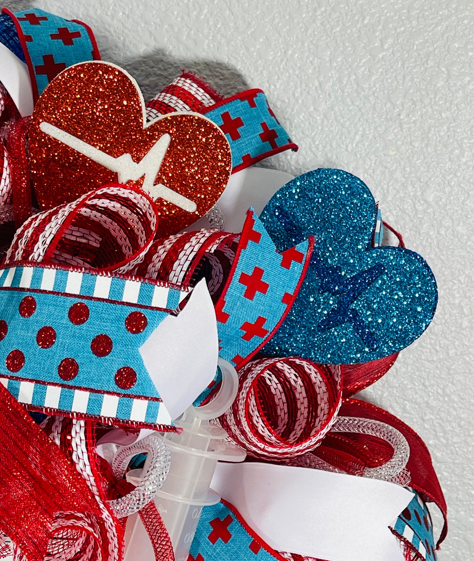 Nurse Front Door Wreath: Healthcare Worker Gift, Teal Red White Decor ...