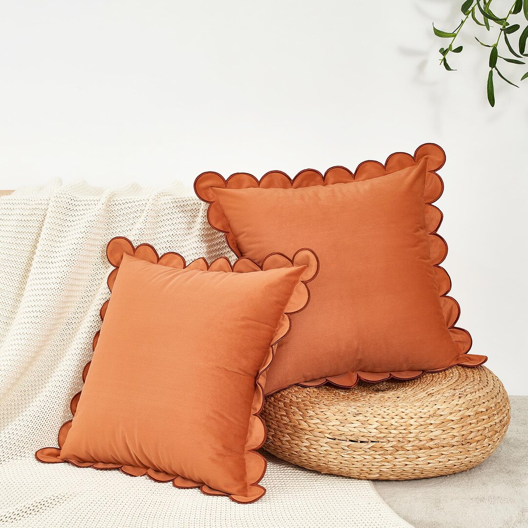 Bri Bri Set – Pack of 2 Scalloped Edge Decorative Throw Pillow Covers ...