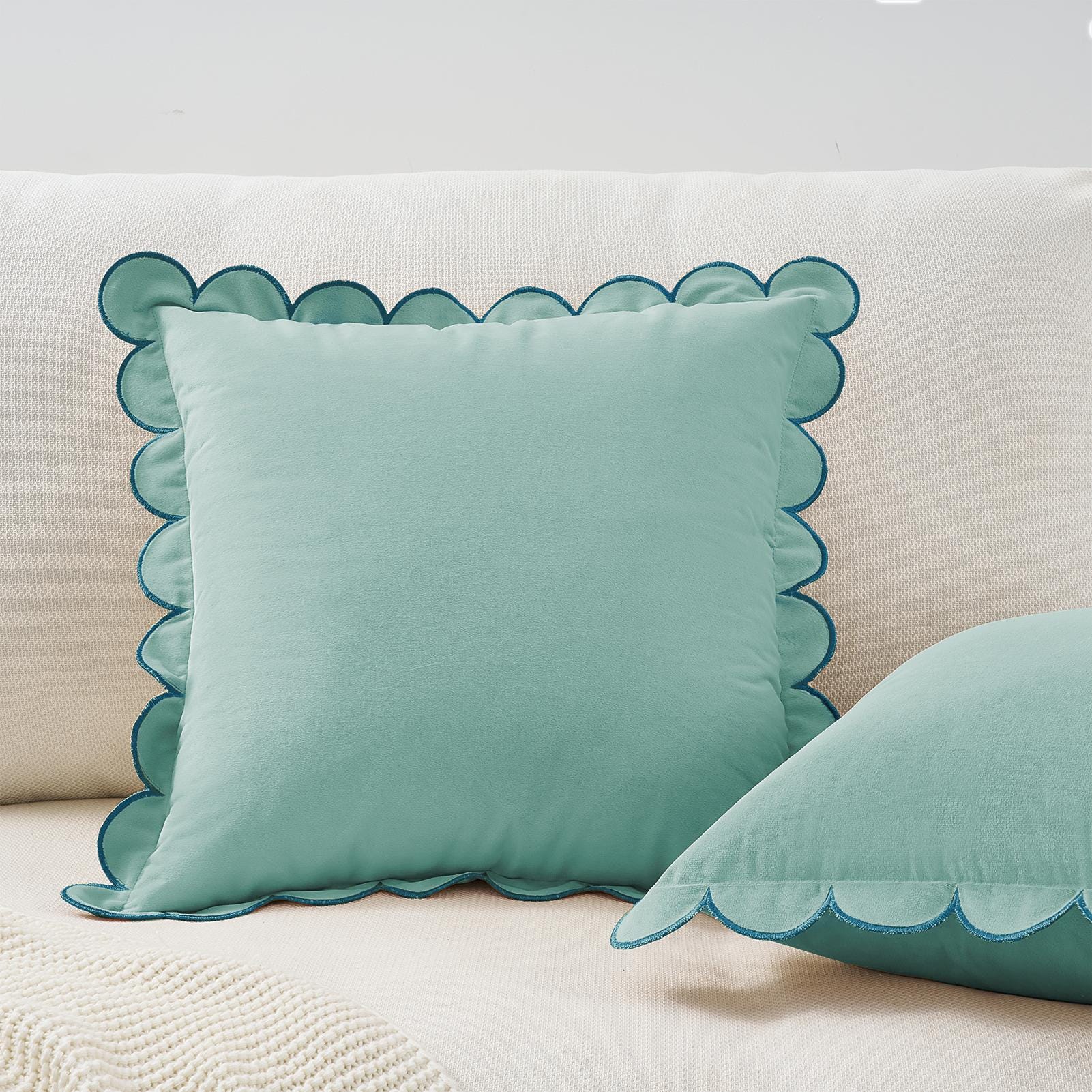 Bri Bri Set – Pack of 2 Scalloped Edge Decorative Throw Pillow Covers ...