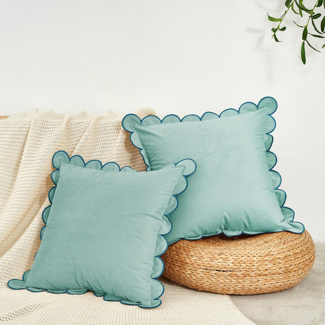 Bri Bri Set – Pack of 2 Scalloped Edge Decorative Throw Pillow Covers ...