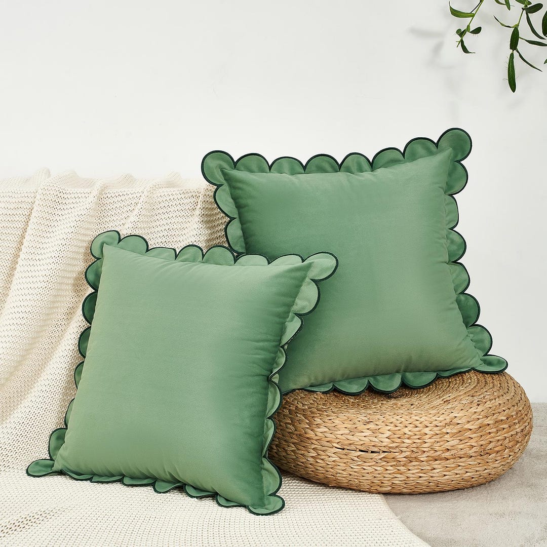 Bri Bri Set – Pack of 2 Scalloped Edge Decorative Throw Pillow Covers ...