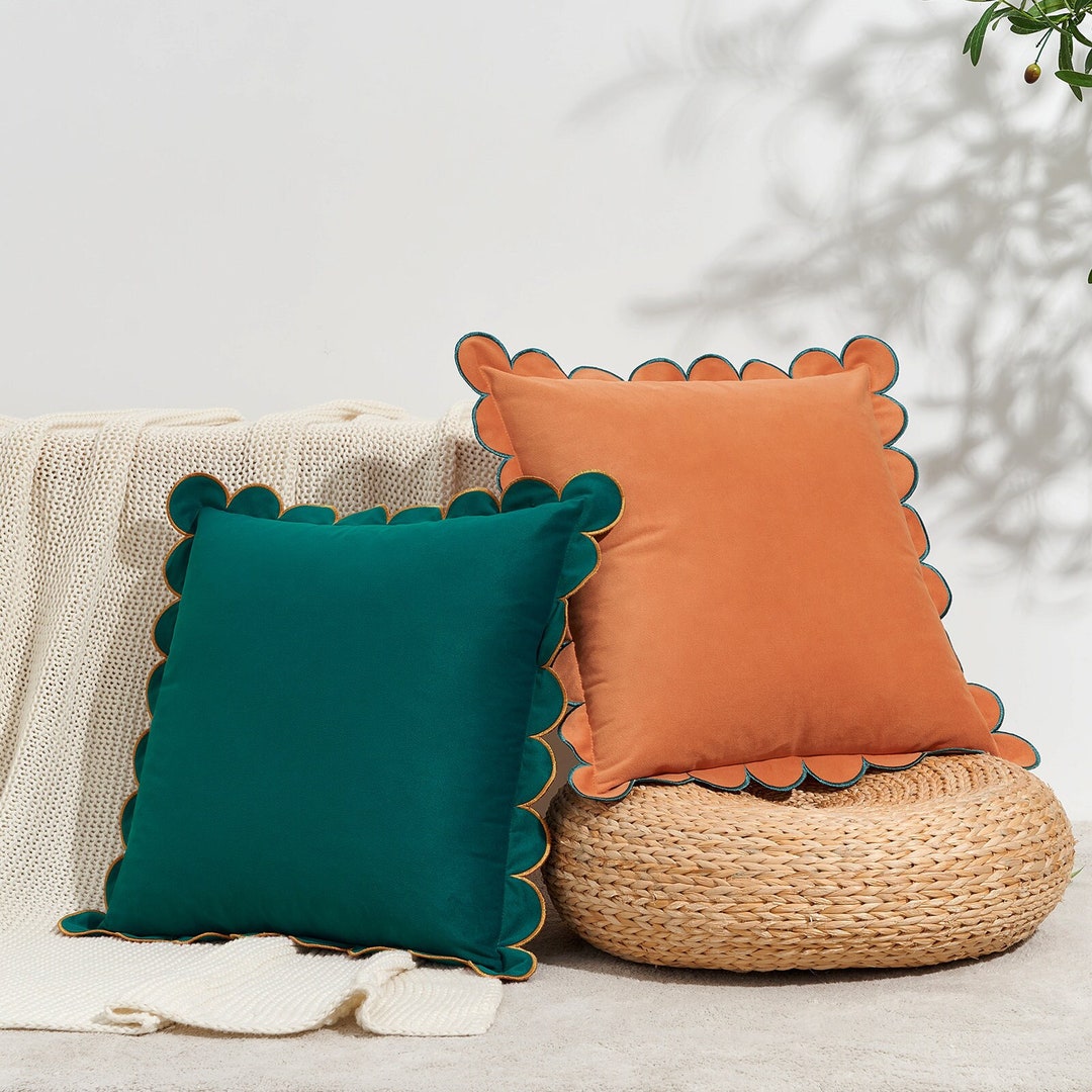 Bri Bri Set – Pack of 2 Scalloped Edge Decorative Throw Pillow Covers ...