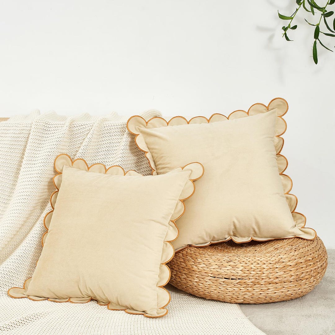 Bri Bri Set – Pack of 2 Scalloped Edge Decorative Throw Pillow Covers ...