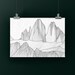 ORIGINAL Three Peaks Mountain Lines Drawing - Etsy