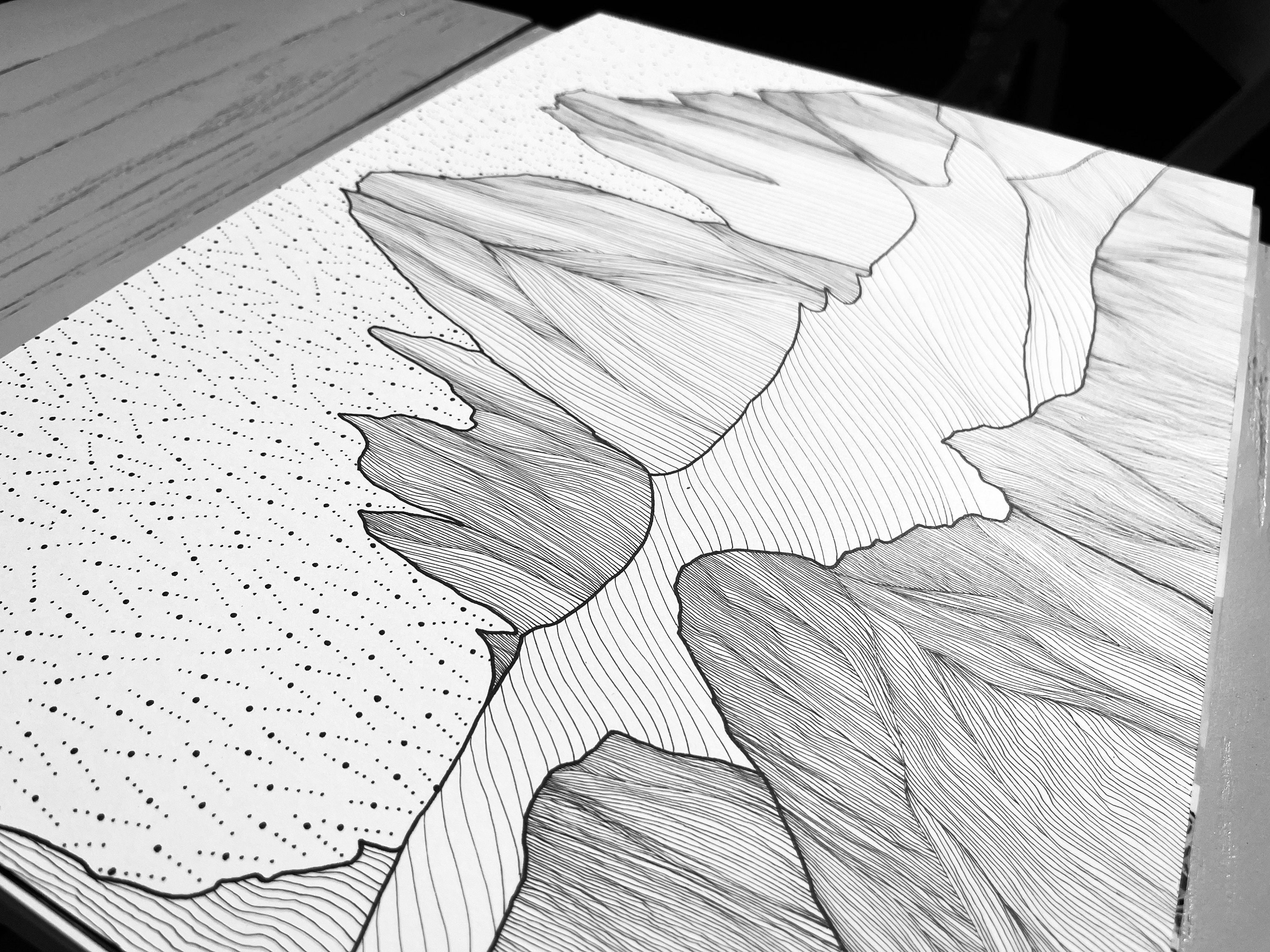 ORIGINAL Three Peaks Mountain Lines Drawing - Etsy