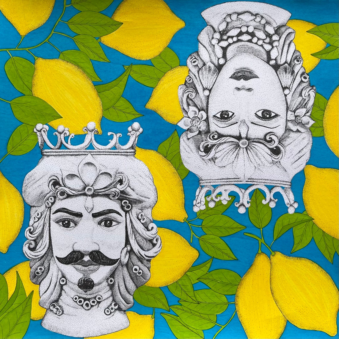 ORIGINAL Testa Di Moro Sicilia Drawing - Etsy